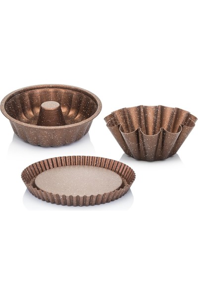 EWS Bronz Renk 3 Parça Kek Seti EWS Bronz Renk 3 Parça Kek Seti