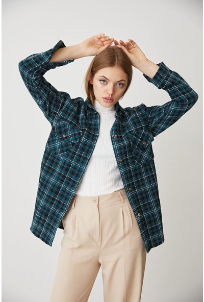 Lime Moda Çift Cep Detaylı Gömlek-Petrol