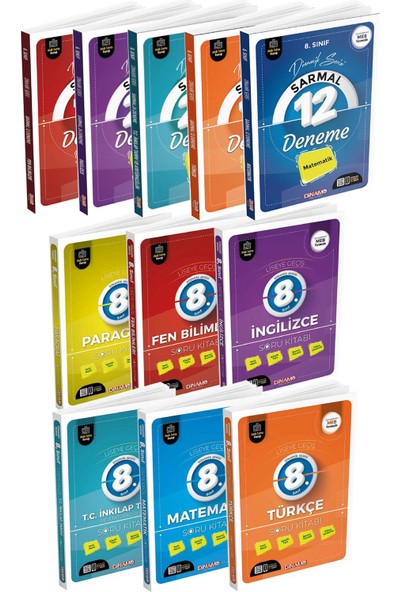 Dinamo Yayınları 2022 8. Sınıf Sarmal Denemeler ve Soru Bankaları Set 12 kitap
