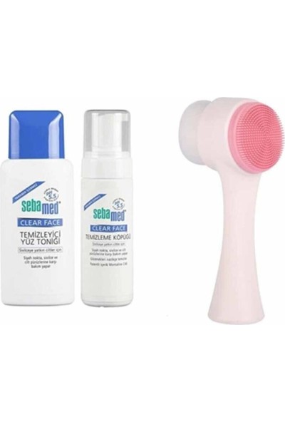 Sebamed Clear Face Temizleme Köpüğü & Temizleyici Yüz Toniği & Çift Taraflı Yüz Temizleme Fırçası