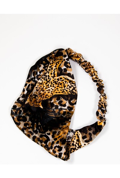 Lila Rosa Desenli Saf Ipek Saç Bandı Bandana