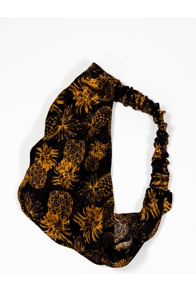 Lila Rosa Desenli Saf Ipek Saç Bandı Bandana