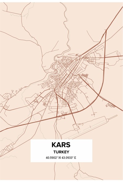 Wallbie Kars Harita Poster Çerçevesiz