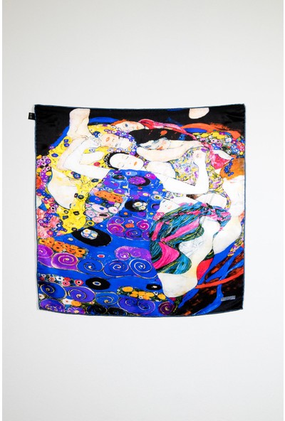 Lila Rosa Gustav Klimt Desenli Ipek Bandana Fular Lila Rosa Gustav Klimt Desenli Ipek Bandana Fular