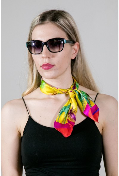 Lila Rosa Afrika Desenli Ipek Fular