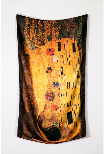 Lila Rosa Gustav Klimt Desenli Saf Ipek Şal Lila Rosa Gustav Klimt Desenli Saf Ipek Şal
