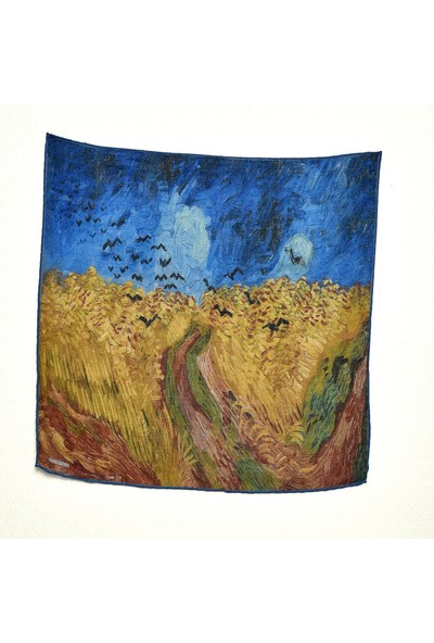 Lila Rosa Van Gogh Desenli Bandana Fular
