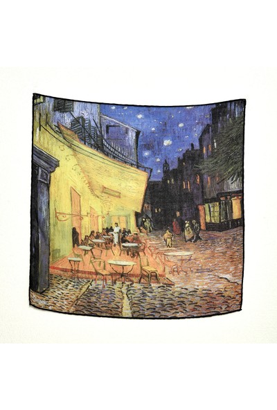 Lila Rosa Van Gogh Desenli Bandana Fular