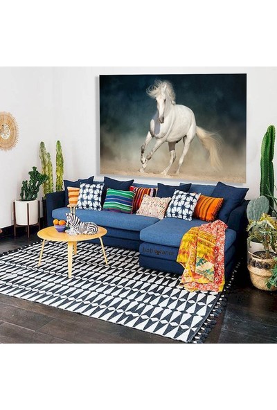 Hobimania Beyaz At Kanvas Tablo (70 x 120 Cm)