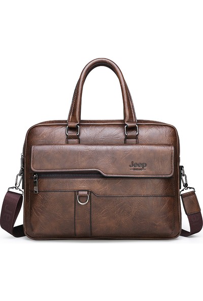 Jeep Erkek Pu Deri Çanta Evrak Çantası Iş Tek Omuz Gündelik El Çantası (Yurt Dışından)