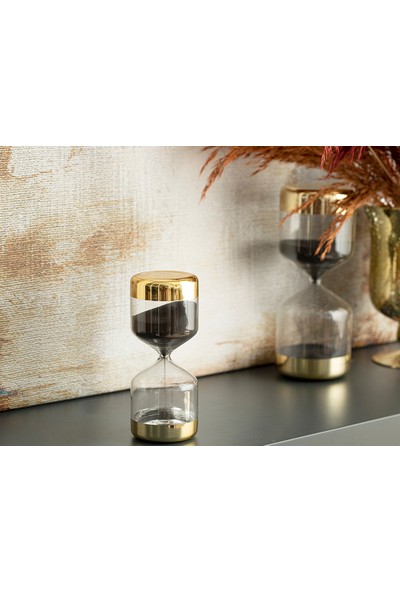 English Home Royal Cam Kum Saati 6X6X15,5 cm Siyah-Gold English Home Royal Cam Kum Saati 6X6X15,5 cm Siyah-Gold