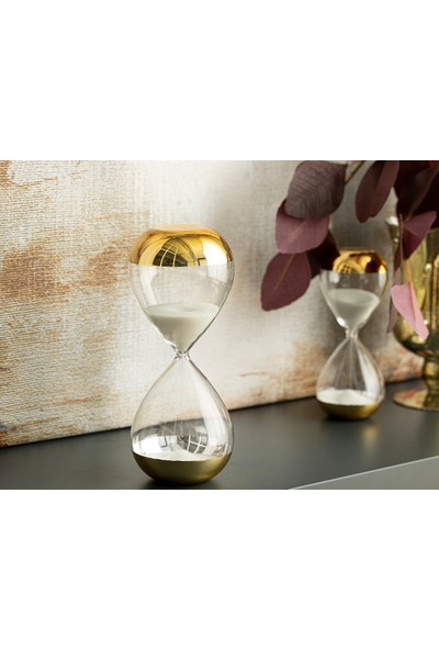 English Home Golden Cam Kum Saati 7X7X17 cm Beyaz – Gold