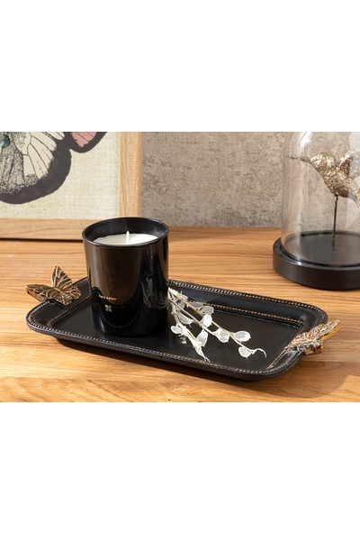 English Home Butterflıes Dekoratif Tabak 26,5X14X3,5 cm Siyah English Home Butterflıes Dekoratif Tabak 26,5X14X3,5 cm Siyah