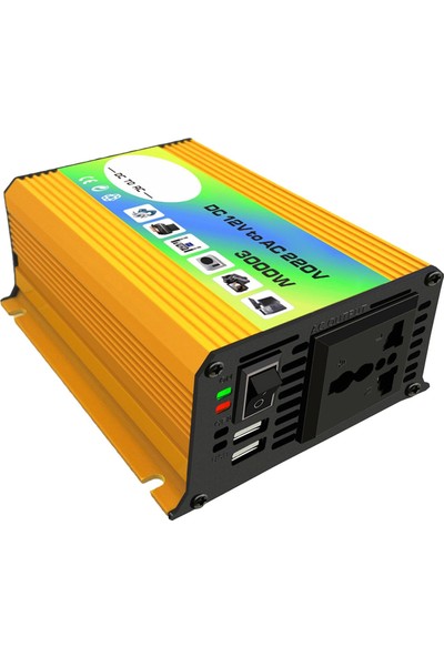 Prettyia 3000W Dc 12 V Ac Inverter Şarj Araba Adaptörü Güç Kaynağı Sarı 220 V D (Yurt Dışından) Prettyia 3000W Dc 12 V Ac Inverter Şarj Araba Adaptörü Güç Kaynağı Sarı 220 V D (Yurt Dışından)