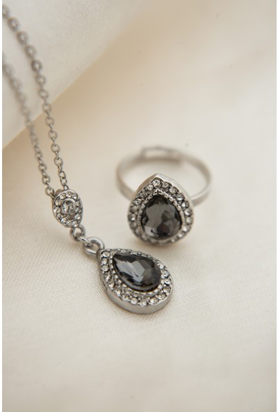 Elika Bijoux Kadın Taşlı Damla Model Ikili Set
