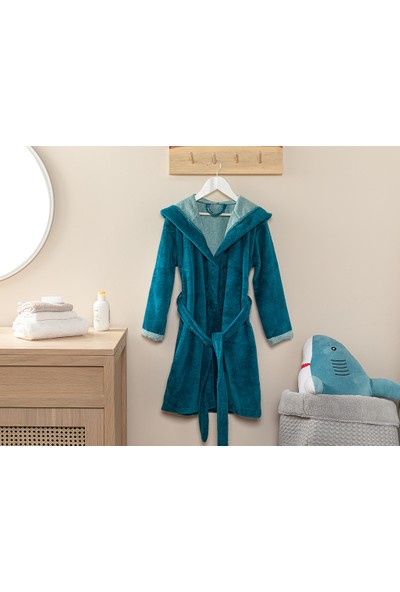 English Home Wellsoft Pamuk Polyester Çocuk Bornoz 10 - 12 Yaş Yeşil