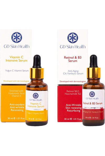 GD Skin Health Vitamin C Intensive Serum + Retinol & Vitamin B3 Serum Anti-Aging Cilt Yenileyici Serum GD Skin Health Vitamin C Intensive Serum + Retinol & Vitamin B3 Serum Anti-Aging Cilt Yenileyici Serum