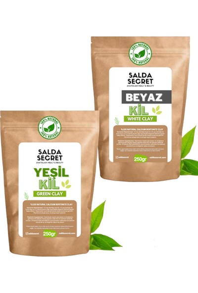 Salda Secret Yeşil Kil 250 gr + Beyaz Kil 250 gr Yüz Maskesi Toz - Kil Maskesi - Siyah Nokta Sivilce Salda Secret Yeşil Kil 250 gr + Beyaz Kil 250 gr Yüz Maskesi Toz - Kil Maskesi - Siyah Nokta Sivilce
