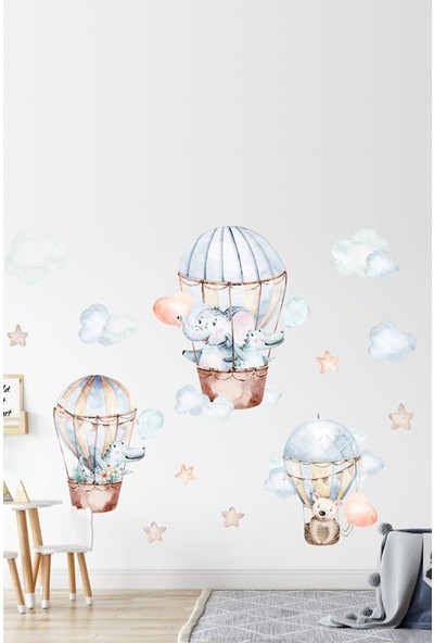Uçan Yavru Hayvanlar Fil Timsah ve Ayıcık Duvar Sticker Uçan Yavru Hayvanlar Fil Timsah ve Ayıcık Duvar Sticker