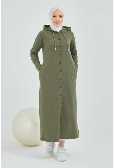 Burcu Tesettür Önden Cıtçıtlı Tesettür Kap BTC0003 Haki