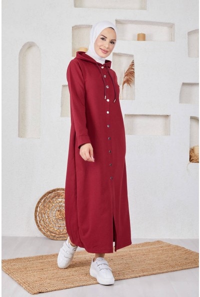Burcu Tesettür Önden Cıtçıtlı Tesettür Kap BTC0003 Bordo