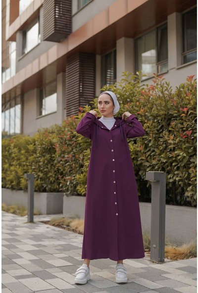 Burcu Tesettür Önden Cıtçıtlı Tesettür Kap BTC0003 Mor