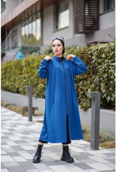 Burcu Tesettür Önden Fermuarlı Tesettür Kap ETH3773 Indigo
