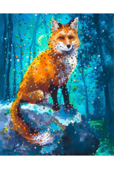 Movas Sanat Yağlı Boya Ile Yapılmış Tilki Görseli / Mozaik Tablo / Mozaik Puzzle (45X55CM) E20203527