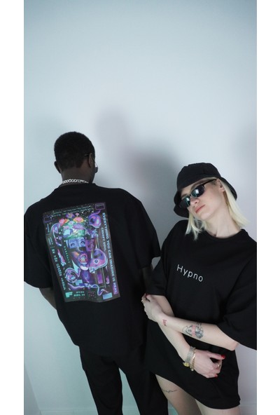 Hypno By H1 Unisex Siyah Özel Tasarım Baskılı Oversize T-Shirt Hypno By H1 Unisex Siyah Özel Tasarım Baskılı Oversize T-Shirt