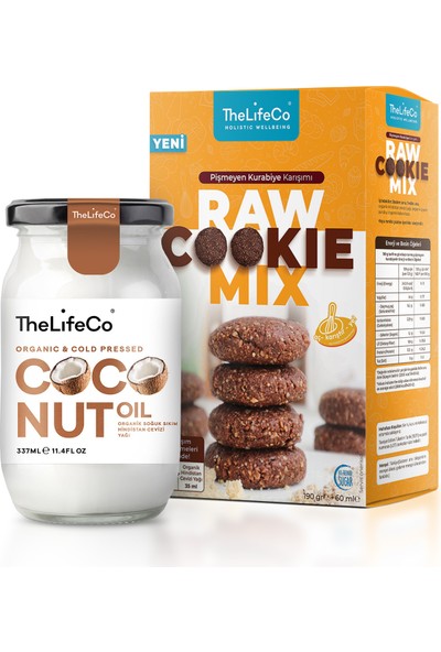 Thelifeco Organik Hindistan Cevizi Yağı 337 ml + Thelifeco Pişmeyen Kurabiye Karışımı 190 gr
