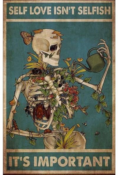 Movas Sanat Üzerindeki Çiçekleri Sulayan Iskelet / Mozaik Tablo / Mozaik Puzzle (35X55CM) E20203572