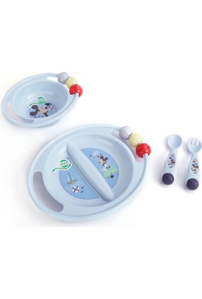 Trudeau Disney Mickey Bebek Mama Takımı 2 Bölmelitabak, Kase, Çatal, Kaşık 4 Parça