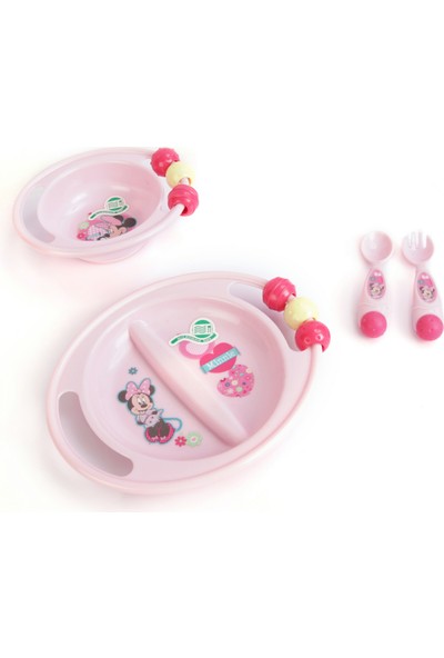 Trudeau Disney Minnie Bebek Mama Takımı 2 Bölmelitabak, Kase, Çatal, Kaşık 4 Parça