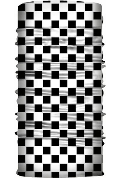 Knmaster White Check Outdoor Bisiklet Çok Amaçlı Buff Bandana Boyunluk Kafa Bandı