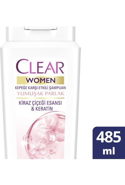 Clear Women Kepeğe Karşı Etkili Şampuan Yumuşak Parlak Kiraz Çiçeği Esansı & Keratin 485 ML