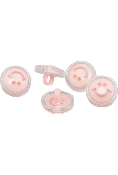 Simisso Gülen Yüz Emojili 5 Li Düğme Somon