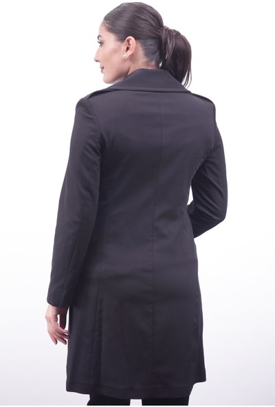 Sude Mante Bayan Trençkot Siyah 105