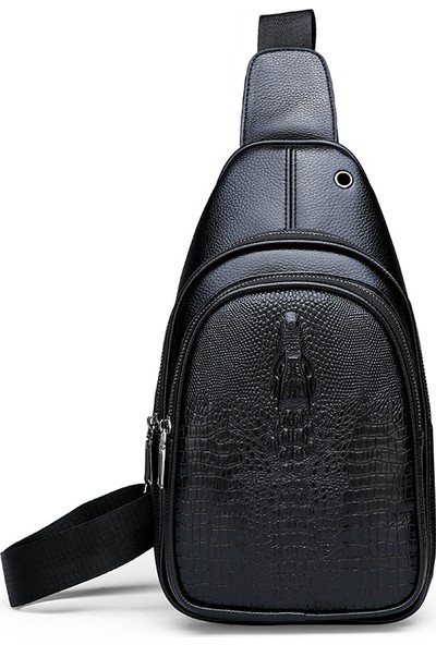 Span Timsah Desenli Erkek Omuz Çantası (Yurt Dışından)