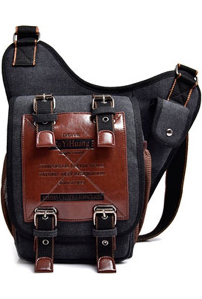 Fashion Smart Erkek Vintage Küçük Kanvas Omuz Çantası Crossbody Cüzdan Ordu Yeşili (Yurt Dışından)