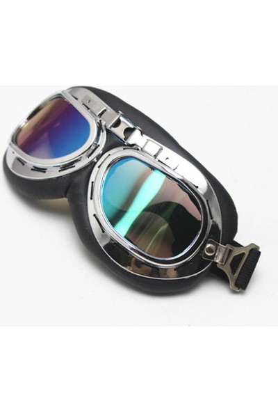 Vintage Pilot Krom Motosiklet Spor Yarım Kask Gözlük Çok Renkli Vintage Pilot Krom Motosiklet Spor Yarım Kask Gözlük Çok Renkli