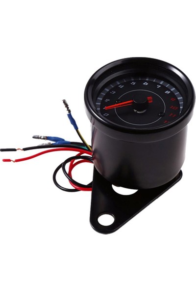 Evrensel Motosiklet Takometre 0-13000 Rpm Ölçer LED Aydınlatmalı 12 V Siyah