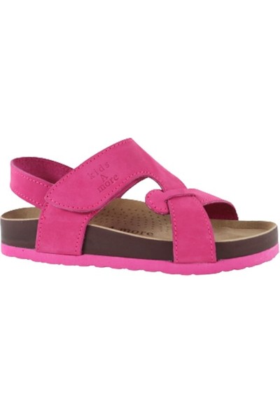 Kids A More Diaz Tek Cırtlı Deri Kız Çocuk Sandalet Fuşya