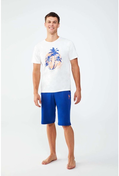 U.s. Polo Assn. Erkek Ekru T-Shirt Şort Takımı