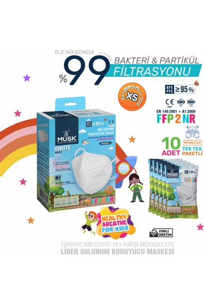 Musk Ffp2 Çocuk Maske Xs 10'lu