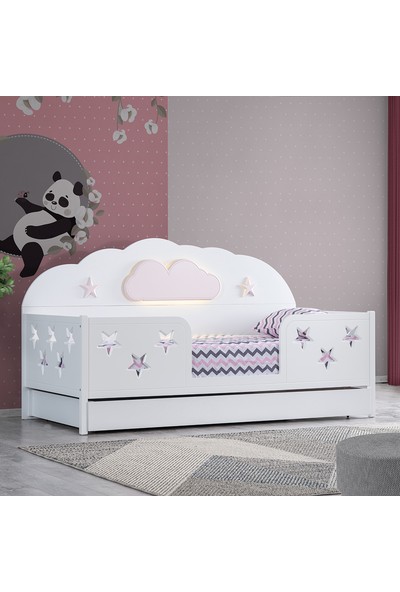 Setay Montessori Karyola, Night Ledli Yavrulu Montessori Yatak - Pembe