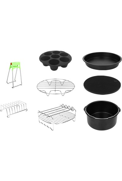 Baosity 8 Parça Paslanmaz Çelik Hava Fritöz Aksesuarları - Siyah/Gümüş (Yurt Dışından) Baosity 8 Parça Paslanmaz Çelik Hava Fritöz Aksesuarları - Siyah/Gümüş (Yurt Dışından)