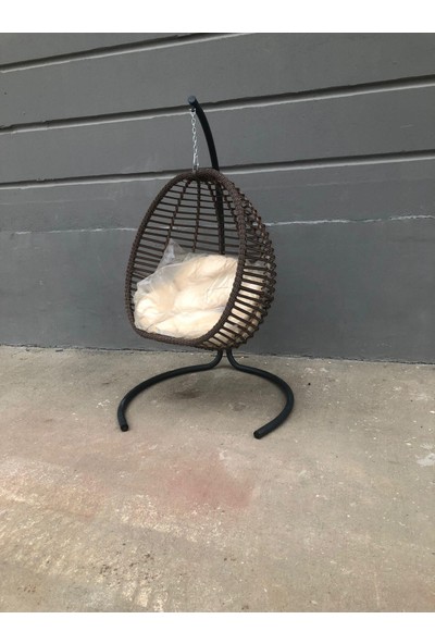 Mandella Fındık Rattan Hamak Salıncak (Minder Hediyeli) Kahverengi