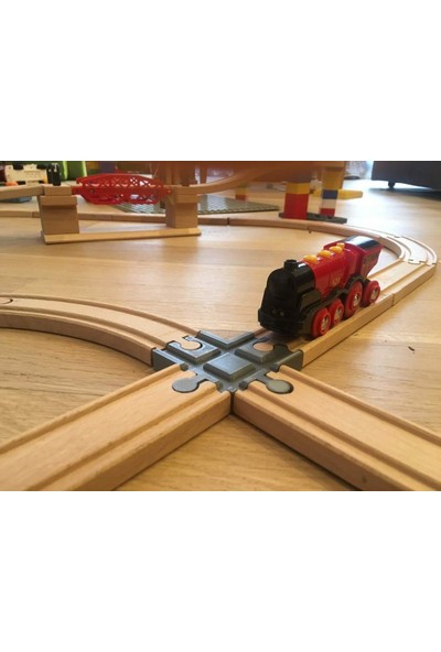 Aldım Geldi Tahta Tren Track Kavşağı: 4 Yolu (Brio, Ikea ...) Plastik Aparat
