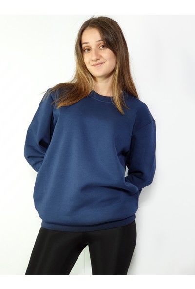 Mericey Unisex Lacivert Içi Pamuklu Sweatshirt