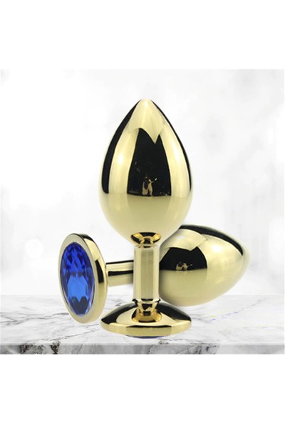 Drlove Yeni Başlayanlar Için Gold Metal Anal Plug Tıkaç Mavi Taş Drlove Yeni Başlayanlar Için Gold Metal Anal Plug Tıkaç Mavi Taş